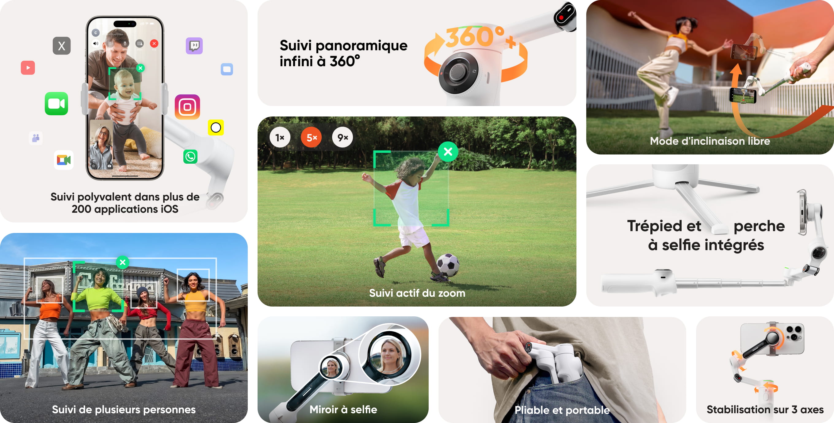 Insta360 Flow 2 Pro -Stabilisateur pour smartphone avec suivi par l'IA